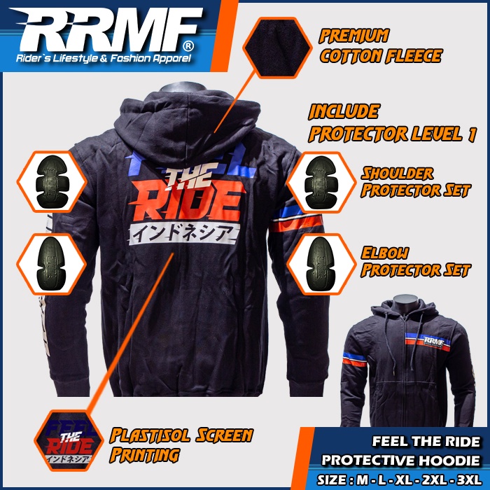 Jual RRMF Official RRMF Hoodie Feel The Ride Jaket Pengendara Motor ...