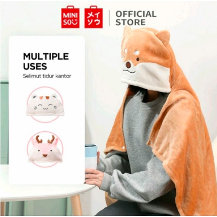 Jual MINISO Blanket / Selimut Travel Hoodie Lucu | Shopee Indonesia