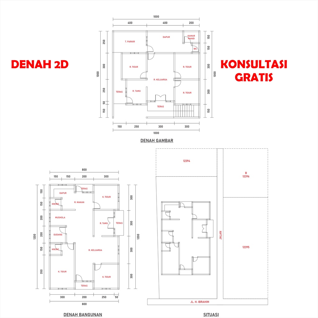 Jual Gambar Site Layout Desain Arsitek Denah Bangunan 2D Rumah Tinggal ...