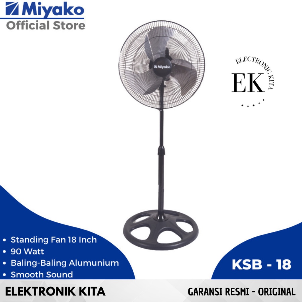 Jual KIPAS ANGIN MIYAKO KSB 18 GARANSI RESMI KSB18 STAND FAN 18 INCH 90 ...