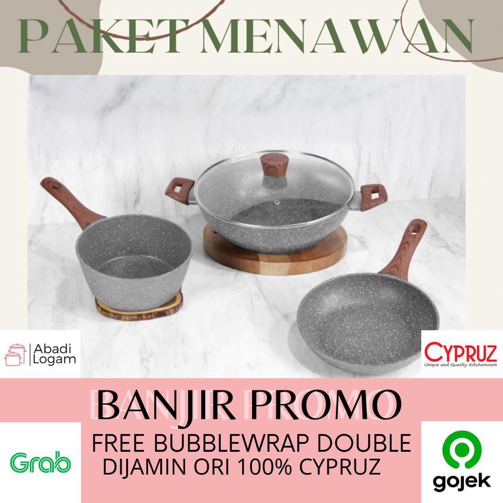 Jual Cypruz Paket Menawan Panci Set Cookware Marble Pan wajan Penggorengan anti lengket | Shopee ...