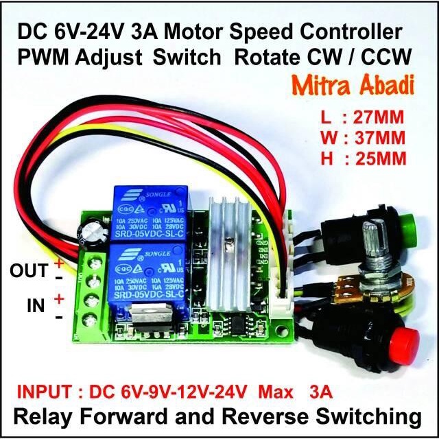Jual Tools | Speed Controller/Pwm Dc/Dimmer Dc 6V-24V 3A Switch Rotate ...