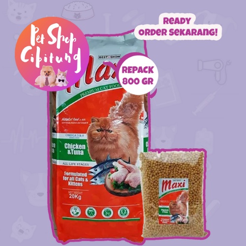 Jual MAXI MAKANAN KUCING DRY FOOD REPACK 800gr MURAH | Shopee Indonesia