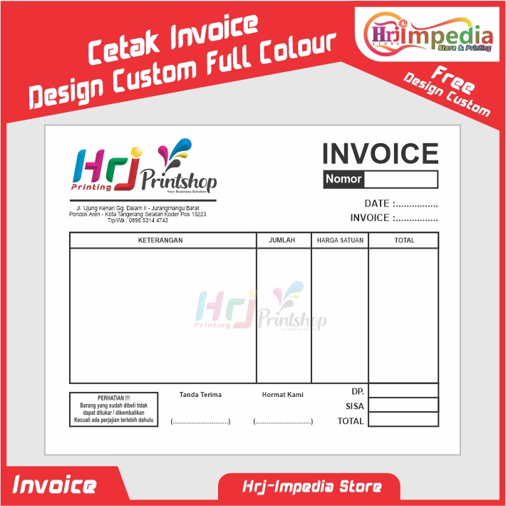 Jual Cetak Invoice Satuan | Cetak Invoice Ukuran /A4 | Cetak Invoice ...