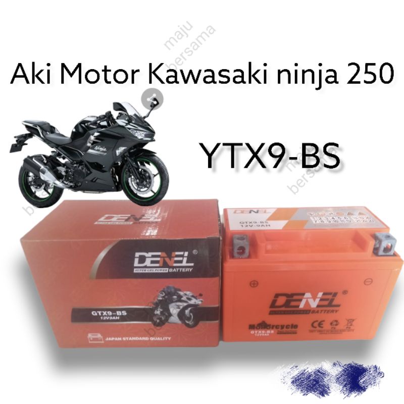 Jual Aki Motor Kawasaki Ninja 250 ytx9bs aki kering Deniel Japan ...