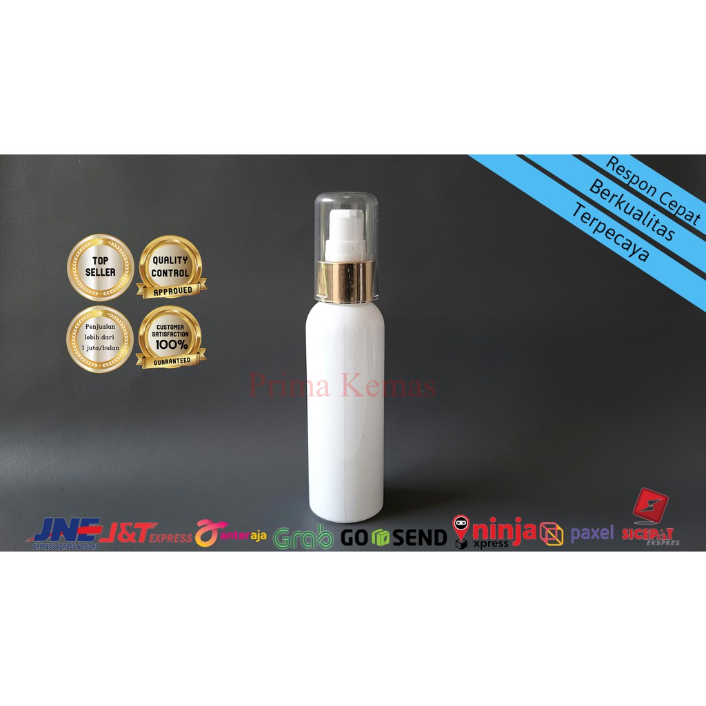 Jual Botol Pump Treatment 100 ml - botol kosmetik 100 ml - botol skincare Pet 100 ml Putih Pump ...
