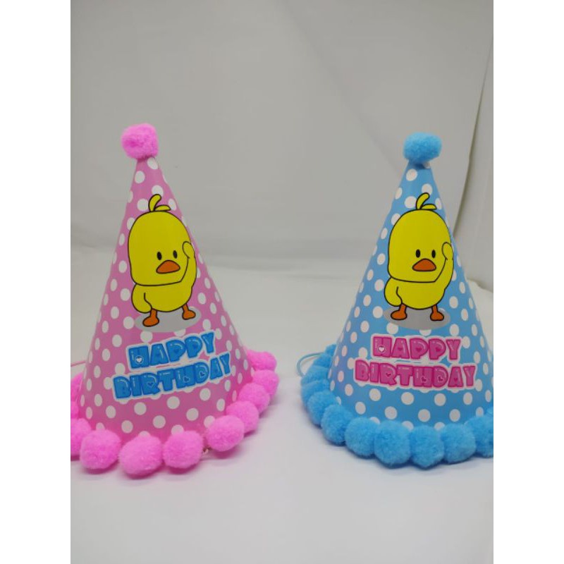 Jual TOPI ULANG TAHUN KERUCUT HBD POMPOM AYAM 45 / TOPI HAPPY BIRTHDAY ...