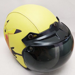Jual Helm Retro bogo Kulit Motif Pikachu Pokemon Kaca Bubble halfface ...