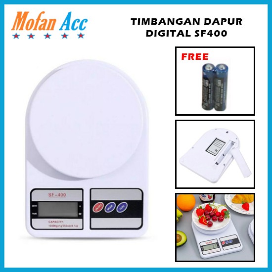 Jual Timbangan Dapur Digital SF400 10Kg FREE BATERAI Kitchen Scale SF ...
