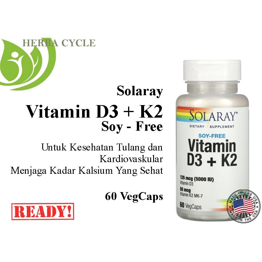 Jual Solaray Vit D3 5000 IU K2 50 Solaray Vitamin D3 K2 60 VegCap Ori ...