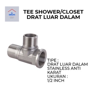 Jual Tee Stainless 1/2 drat luar x 1/2" drat dalam Nepel T stainless SUS304 | Shopee Indonesia