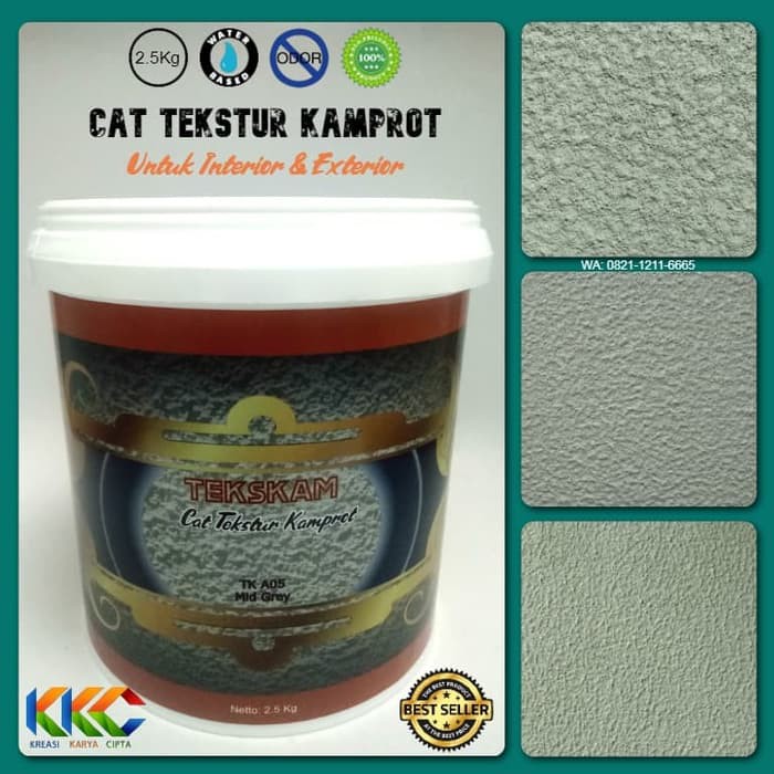 Jual Cat Tekstur Pasir Kamprot Warna Abu-Abu Sedang, Kemasan 2,5 Kg ...