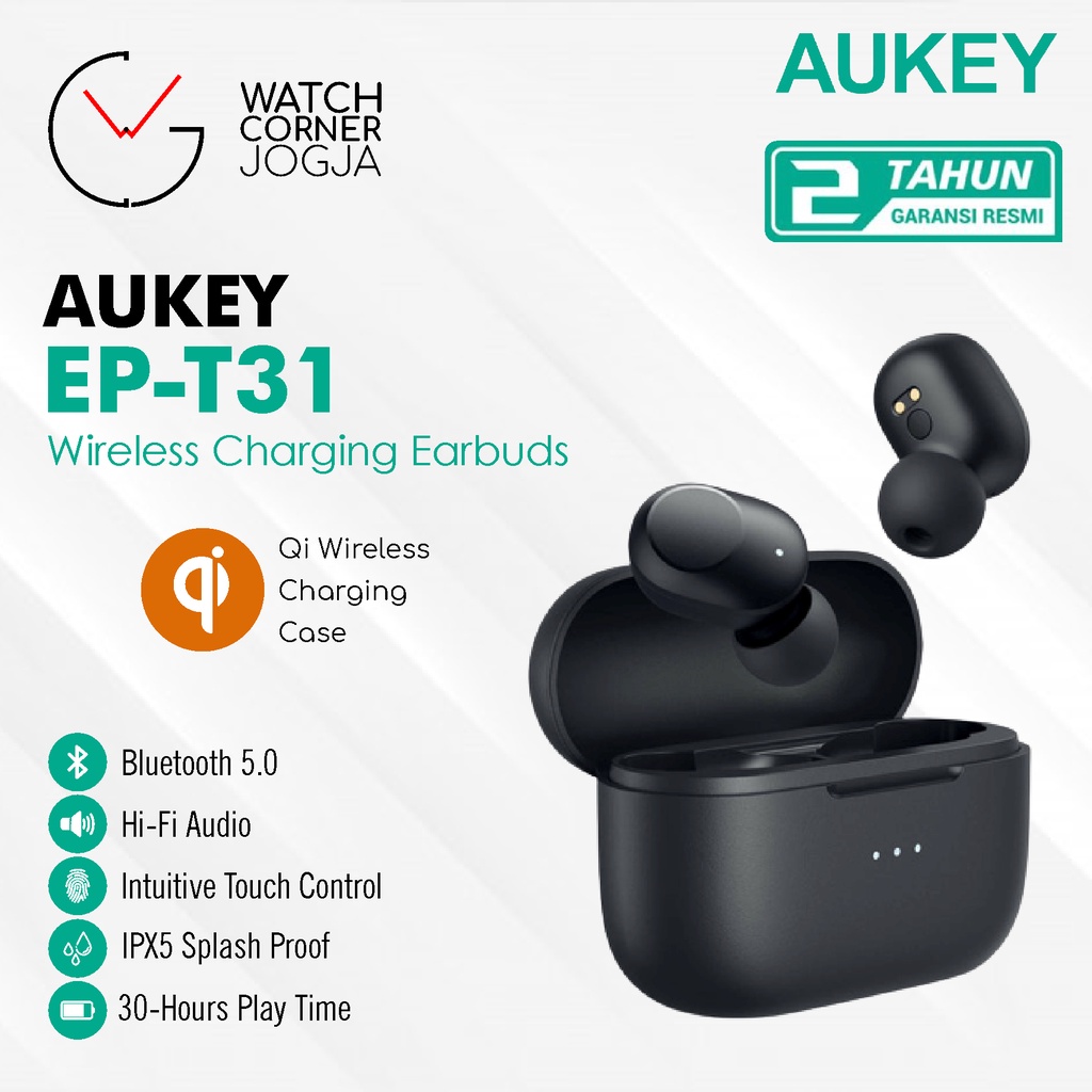 Jual Aukey EP-T31 TWS Wireless Charging Earbuds With AAC Decodec IPX5 ORIGINAL | Shopee Indonesia