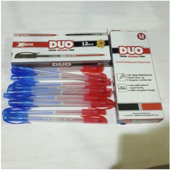 Jual Pulpen Duo Xdata Dua warna (Biru-Merah) Indonesia|Shopee Indonesia