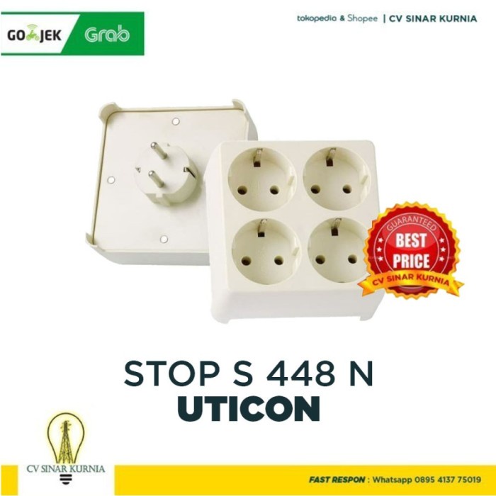 Jual STOP KONTAK UTICON 4 LOBANG SEGI + STEKER UTICON S 448 N Original ...