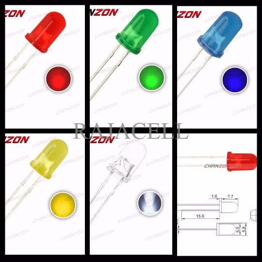 LED 5mm Diffused Red Green Blue Yellow White lampu led diode | Shopee ...