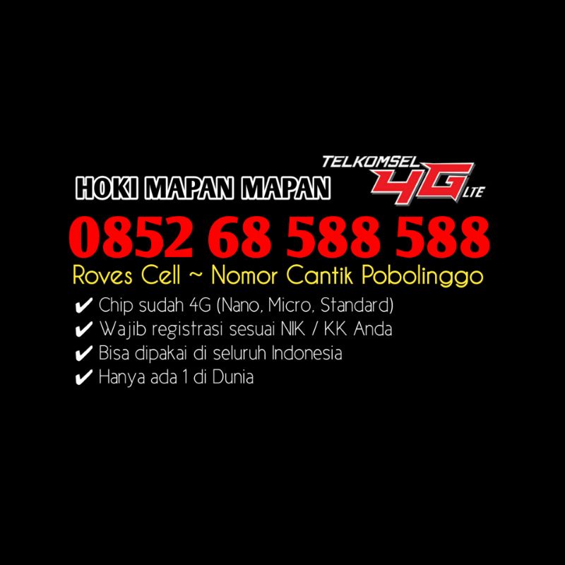 Jual NOMOR CANTIK TELKOMSEL 4G LTE SERI ABC HOKI MAPAN MAPAN ABB ABB 68 588 588 | Shopee Indonesia