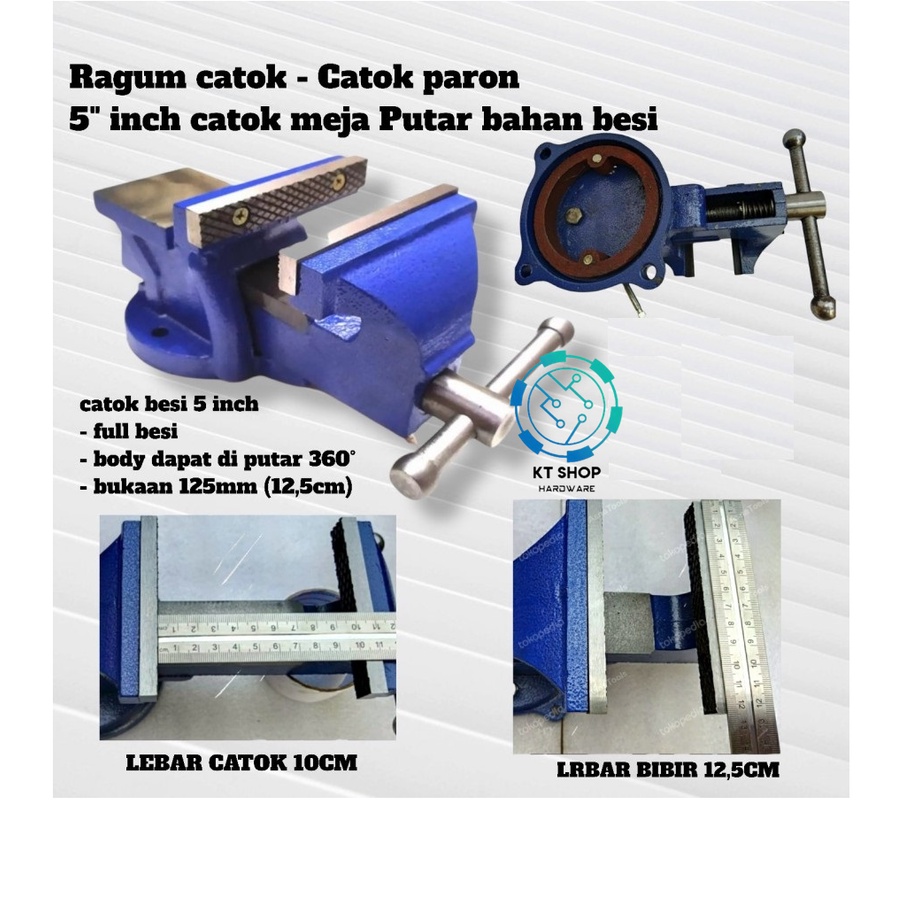 Jual RAGUM CATOK PARON TANGGEM PUTAR BENCH VICE 5 INCH 125 MM | Shopee ...