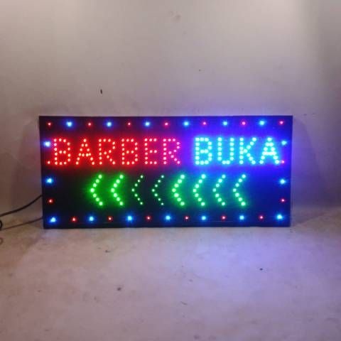 Jual Tulisan lampu led papan sign BARBER BUKA panah kedip2 full variasi ...