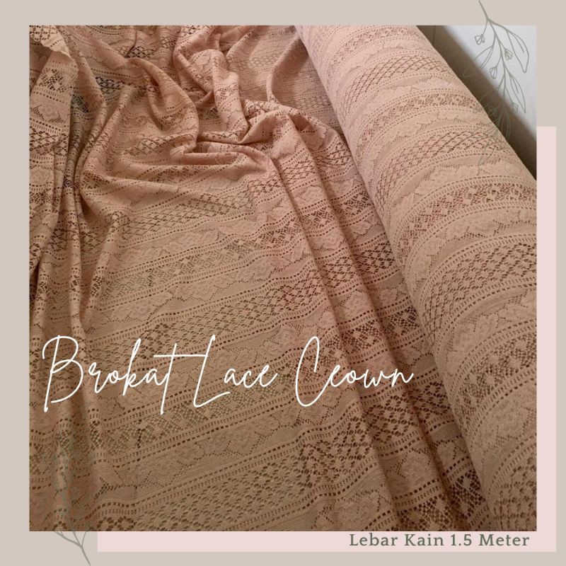 Jual Bahan Kain Kebaya Brukat Lace Crown Warna Cream Coklat Susu ...