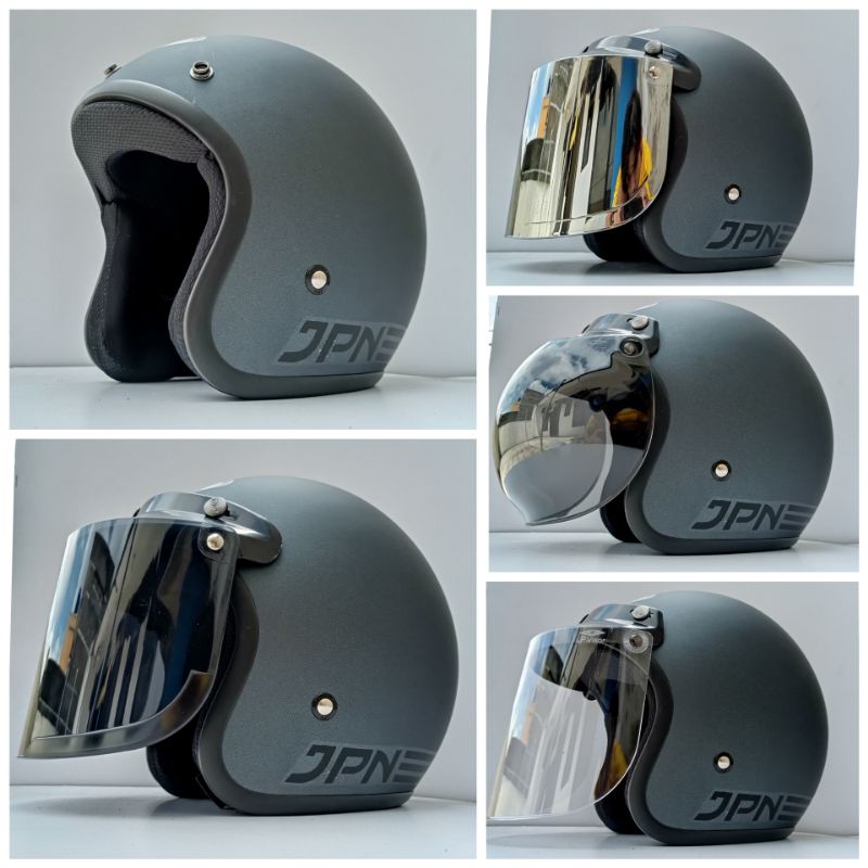 Jual Helm JPN Abu All grey Dop | Shopee Indonesia