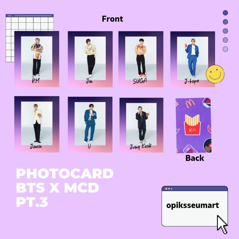 Jual PT.3 POCA BTS X MCD UNOFFICIAL MERCH / PHOTOCARD BTS | Shopee Indonesia