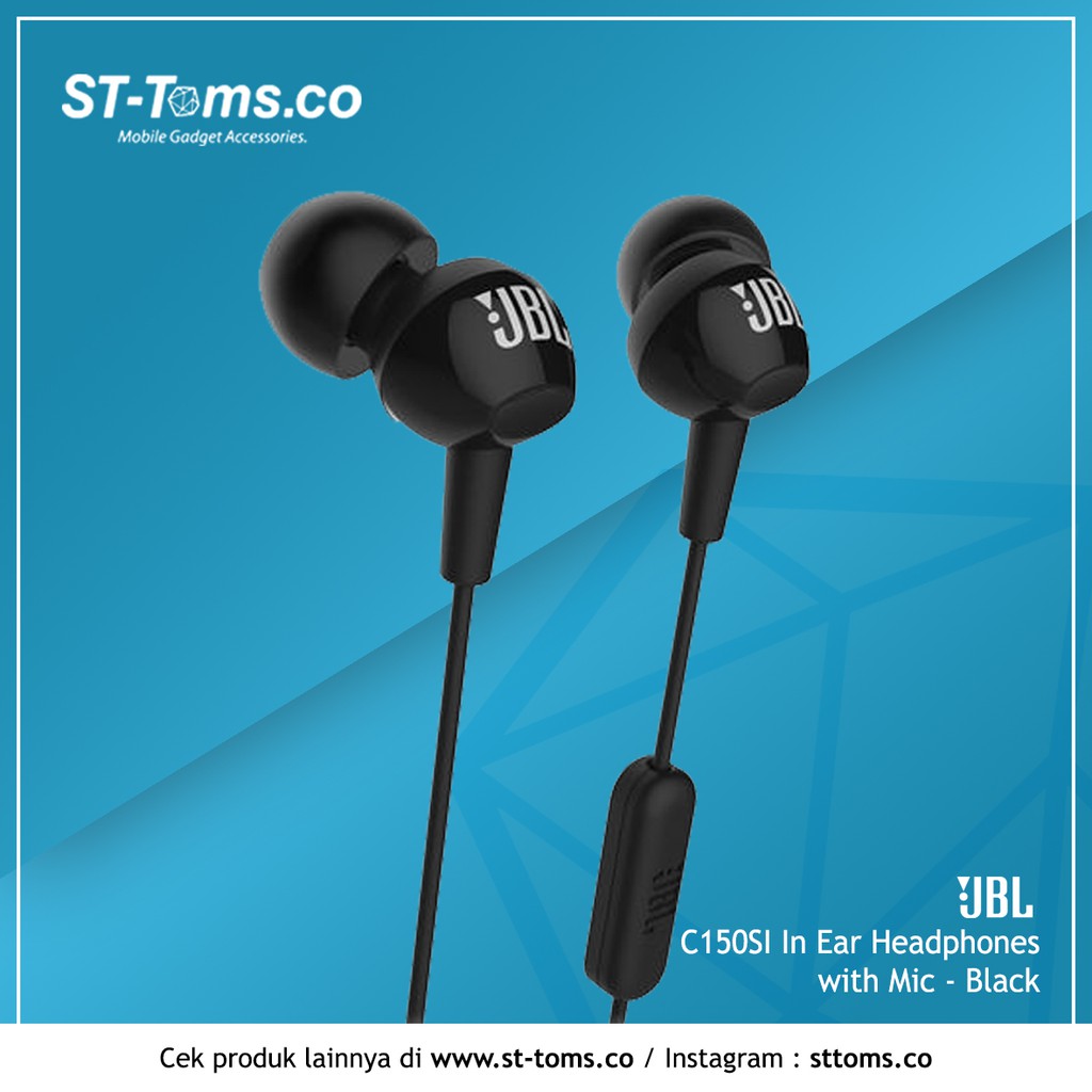 JBL C150SI In Ear Headphones With Mic - Hitam | Shopee Indonesia