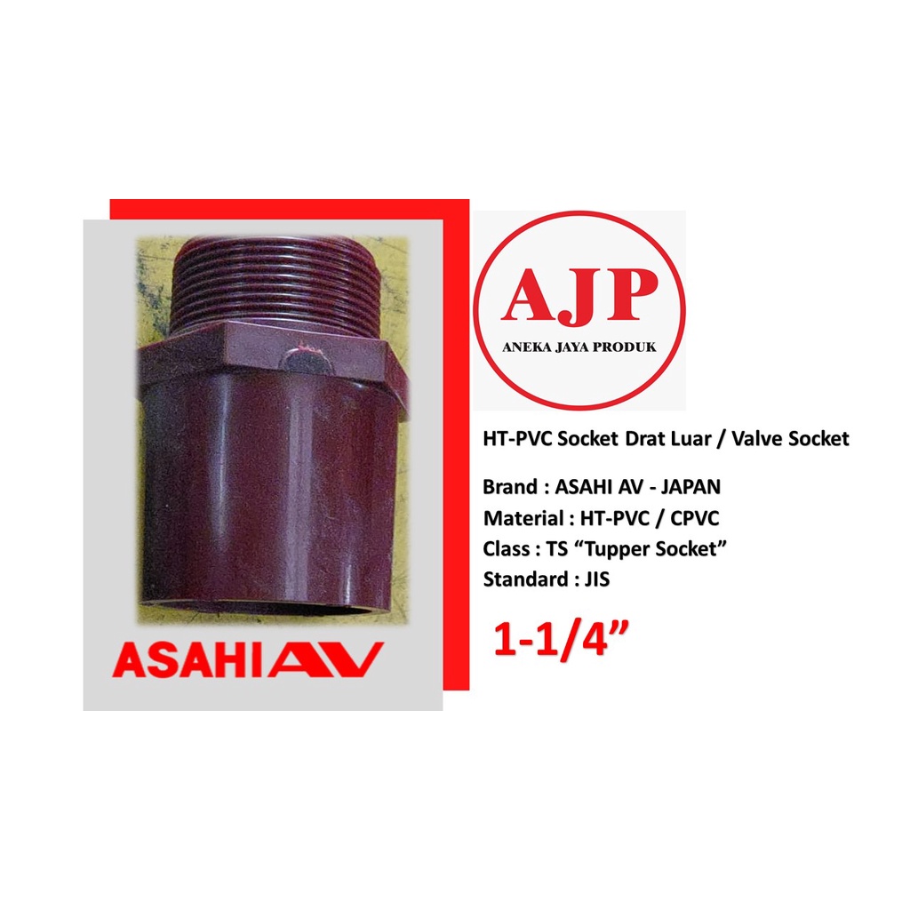 Jual SOCKET DRAT LUAR /HT-PVC/ JIS / ASAHI ( JAPAN ) - 1 1 / 4 INCH | Shopee Indonesia