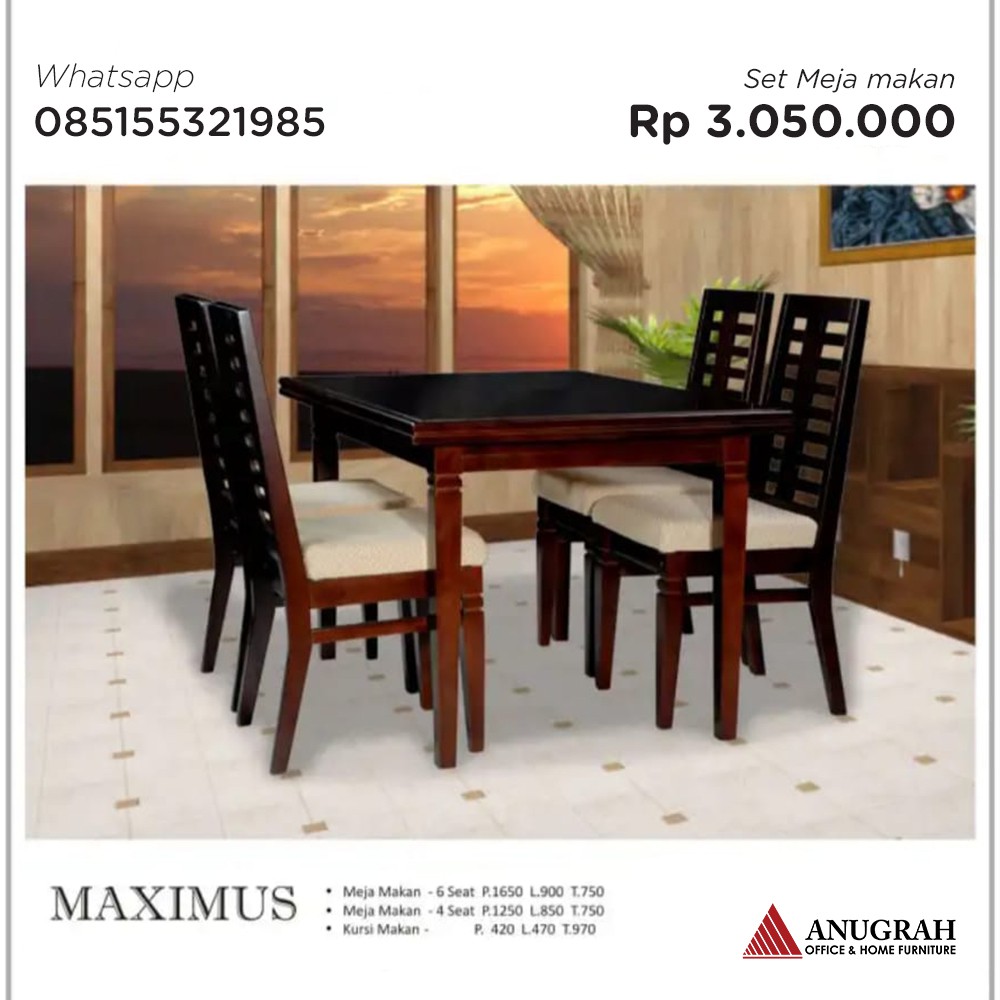 Jual Meja Makan Dining set minimalis Maximus Kayu Asli Starmax Export ...