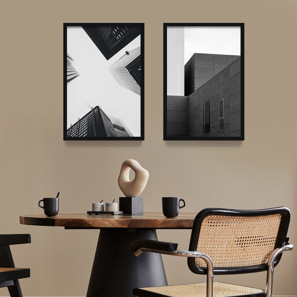 Jual Poster Gedung Hitam Putih Wall Decor Monochrome Architecture Art ...