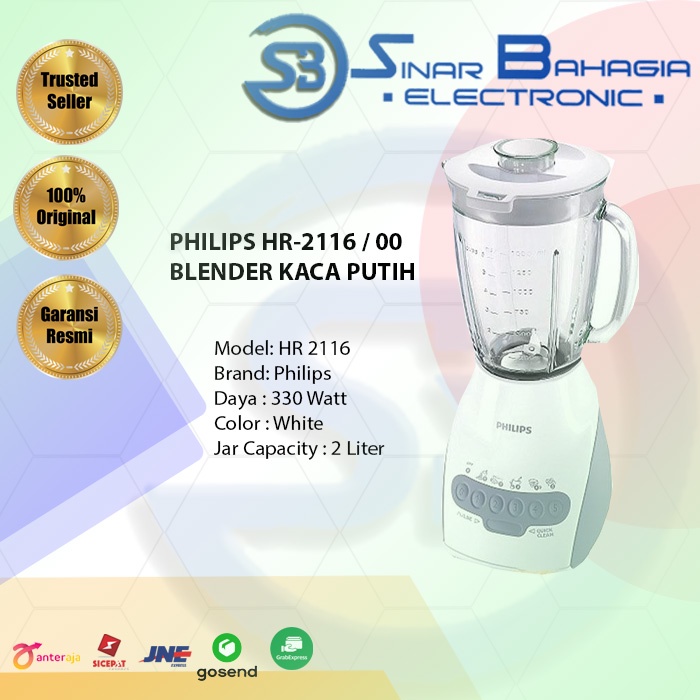 Jual PHILIPS HR-2116 / 00 BLENDER KACA PUTIH (NEW) (KHUSUS BANDUNG ...