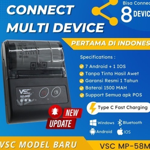 Jual THERMAL PRINTER KASIR 58MM THERMAL VSC MP-58M (USB+BLUETOOTH) RPP02 | Shopee Indonesia