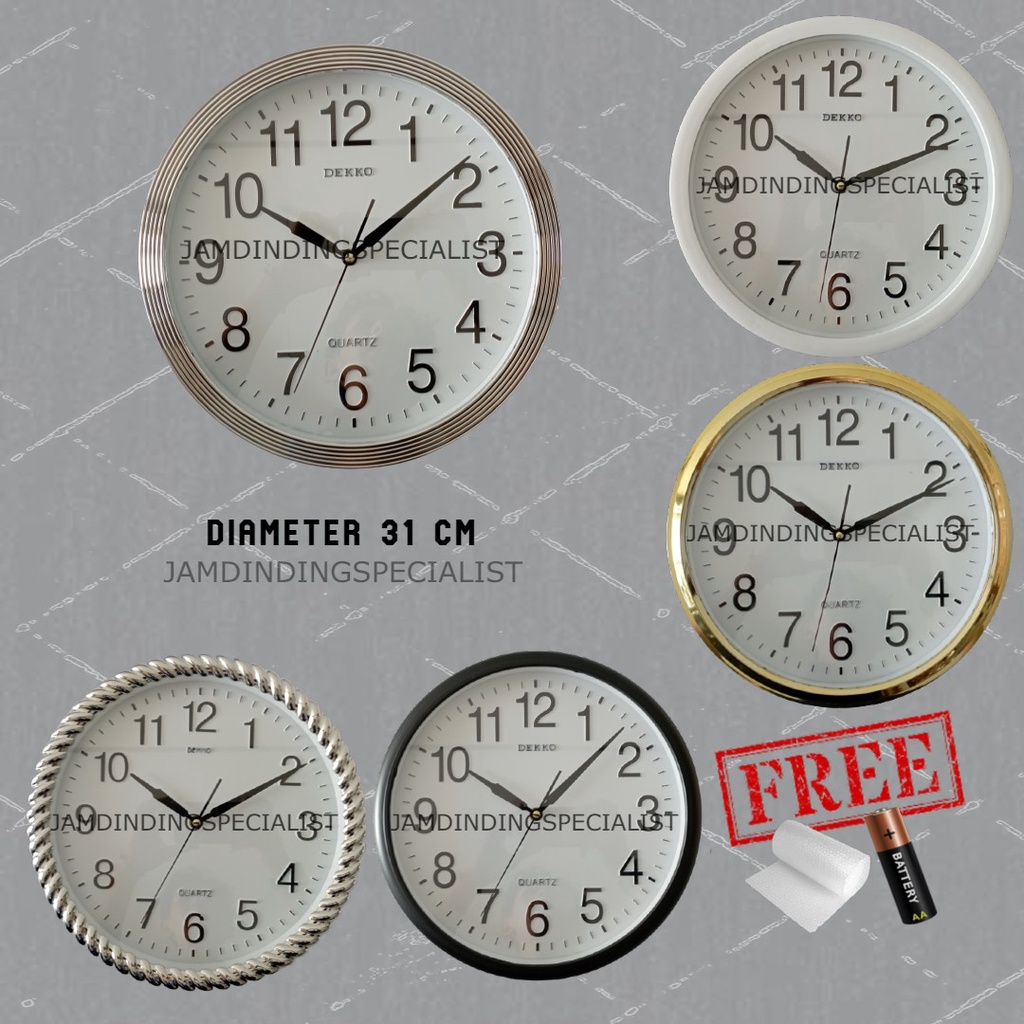 Jual JAM DINDING BESAR CHROME SILVER GOLD EMAS BERGARANSI ANGKA TIMBUL ...