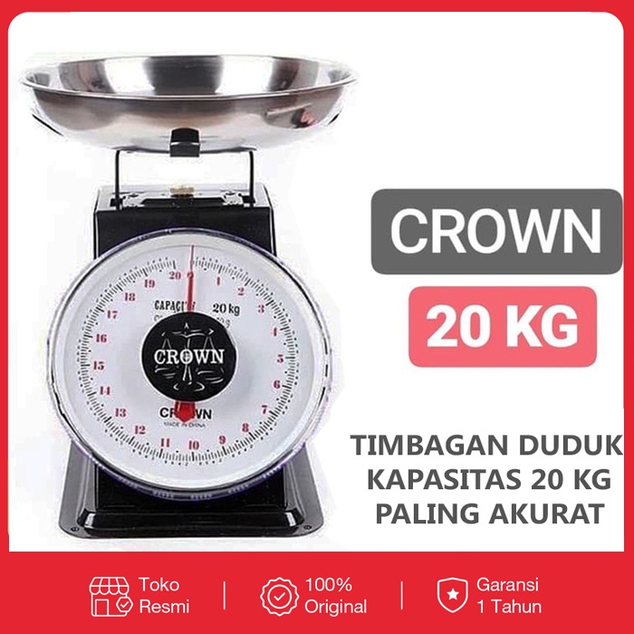Jual Timbangan Jarum / Timbangan Duduk Crown 20kg Stainless / Timbangan Buah / Kiloan Duduk ...