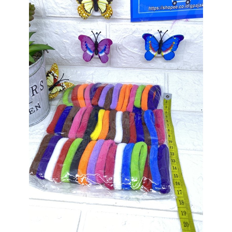 IKAT RAMBUT WOL isi 48pcs KUNCIR RAMBUT SALUR DONAT WOL POLOS 4CM ...