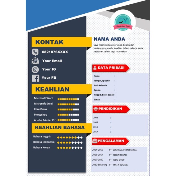 Jual Desain CV 1 Premium Paket Lengkap! (Lamaran Kerja, CV, dan Berkas ...