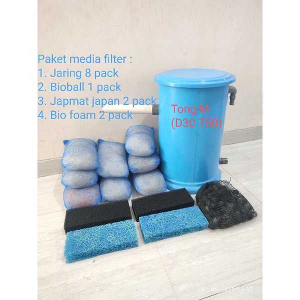 Jual Tong filter fiber size M paket lengkap isi media jaring japmat ...