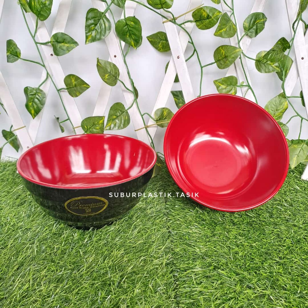 Jual Mangkuk Ramen Hitam Merah Premium Melamine Tebal / Mangkok Mie ...