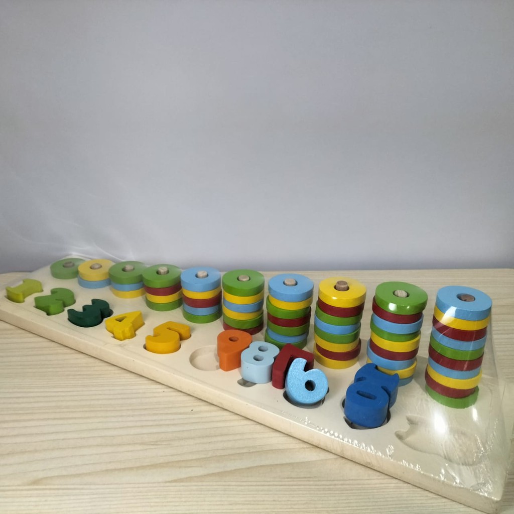 Jual angka berhitung ring mainan montessori anak block kayu edukasi ...