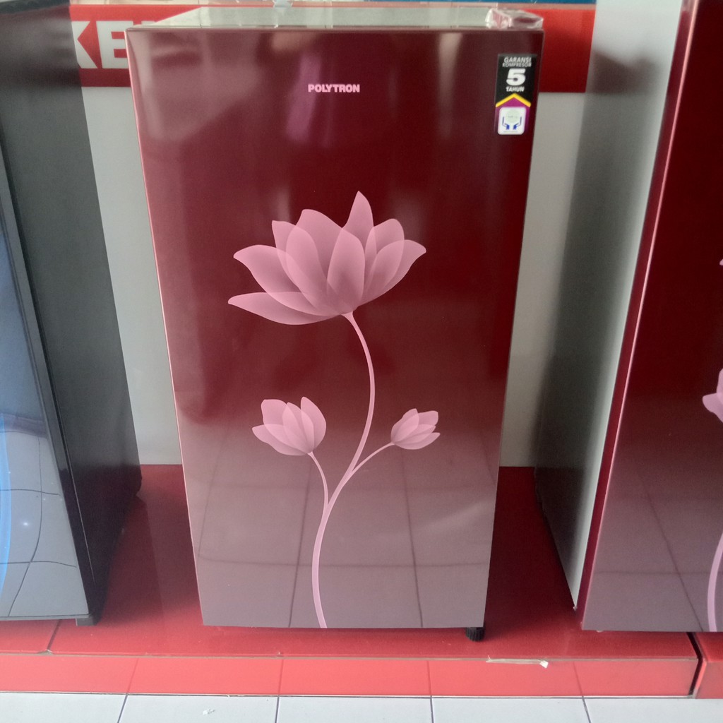 Jual Kulkas 1 Pintu 170 Liter Polytron Merah Motif Bunga PRB-179 PRB179 ...