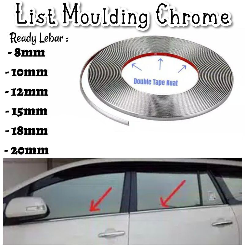 Jual LIST MOULDING CHROME LIST JENDELA MOBIL HARGA PER METER | Shopee ...