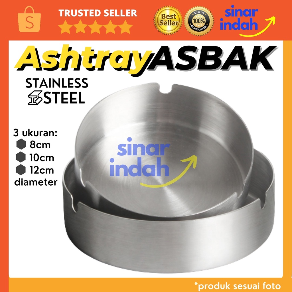 Jual Asbak Stainless Steel Tebal Bulat Asbak Besi Metal Ashtray PREMIUM ...