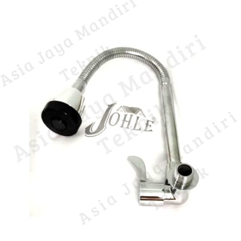 Jual KRAN TEMBOK FLEKSIBLE CHROME KEPALA BESAR HANDLE LURUS MEREK JOHLE ...