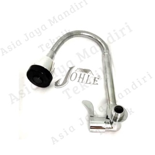 Jual KRAN TEMBOK FLEKSIBLE CHROME KEPALA BESAR HANDLE LURUS MEREK JOHLE ...