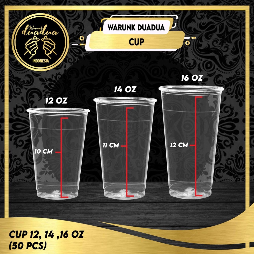 Jual Cup 12, 14, 16 Oz / Gelas Plastik Minuman / polos tanpa gambar ...
