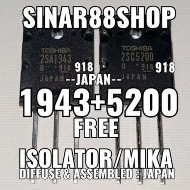 Jual HARGA 1 SET/PASANG TR TRANSISTOR TOSHIBA 2SA1943 2SC5200 1943 5200 ...