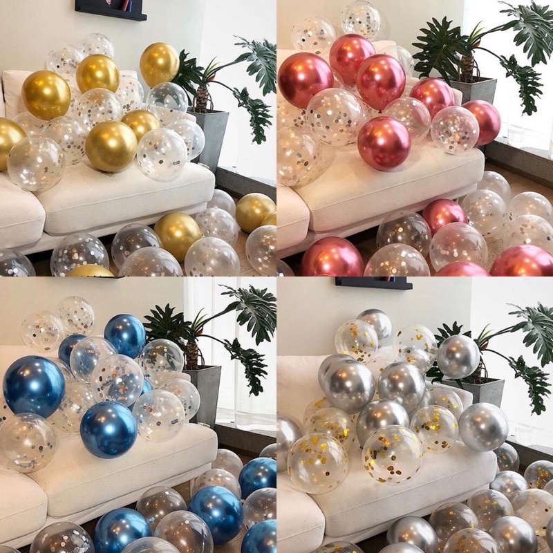 Jual Paket Set balon Confetti dan balon super metalik isi 10pcs ...