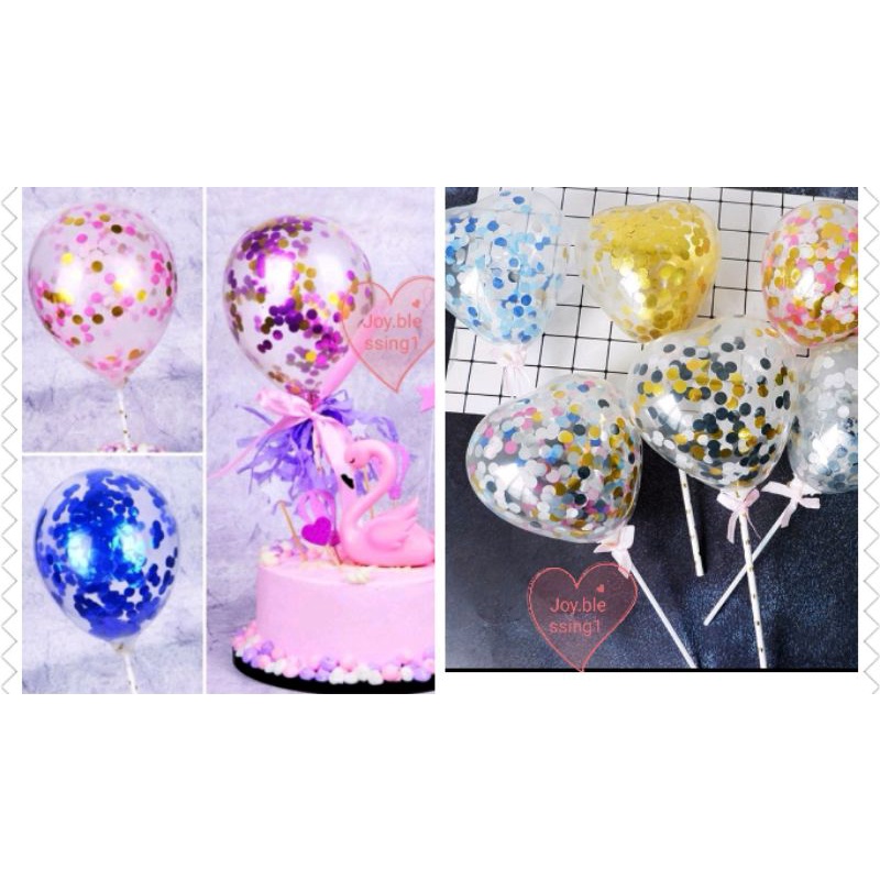 Jual BALON CONFETTI 5" SET DEKORASI TART/TOPPER BALON CONFETTI per pcs ...