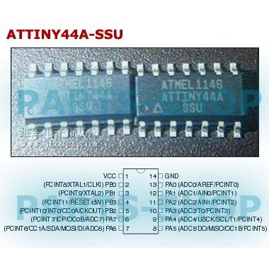 Jual ATtiny44 ATTINY44A-SSU smd ATMEL AVR 8 bit MICROCONTROLLER IC Attiny | Shopee Indonesia