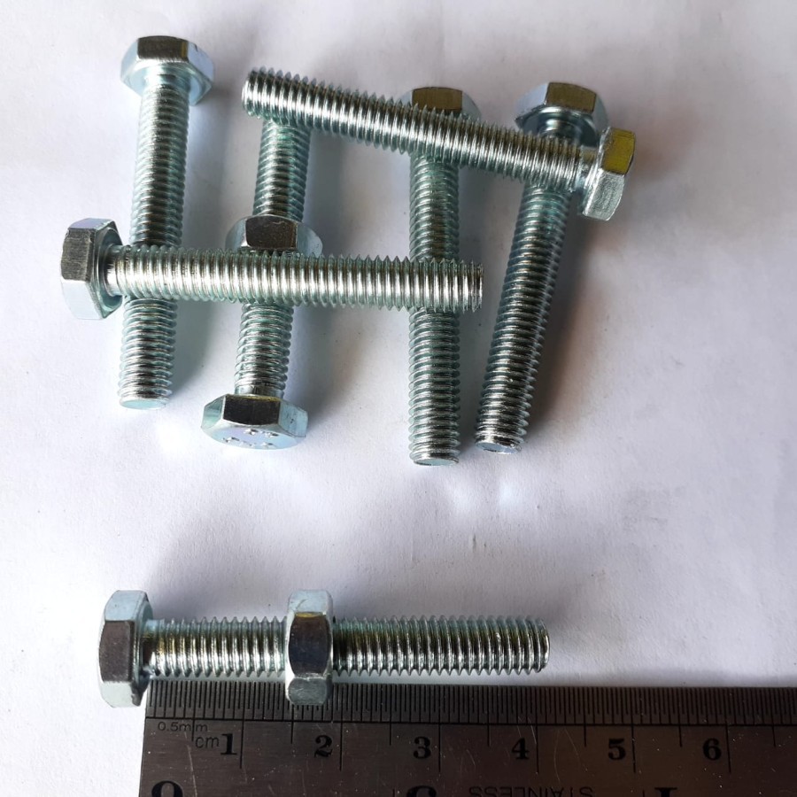 Jual BAUT MUR M6 X 40 PUTIH BMP M6X40 PANJANG 4CM 4 CM KUNCI 10 GALVANIZ GALVANIS | Shopee Indonesia